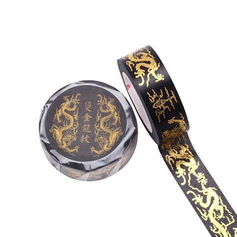 Dragon Design Gold Hot Stamping Masking Washi Tape 1roll Set 1 5cmx10m