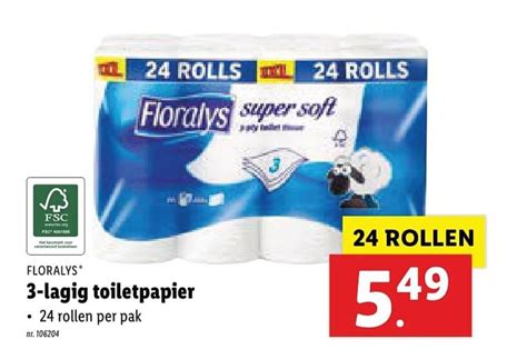 Floralys 3 Lagig Toiletpapier 24 Rollen Promotie Bij Lidl