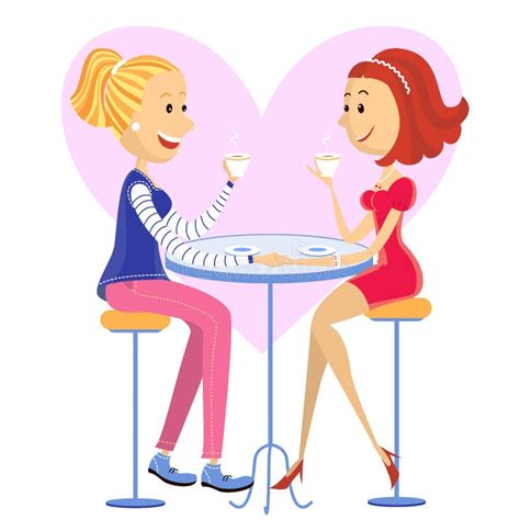Dois Amantes Lésbicas Em Um Café Ilustração Do Vetor Ilustração De