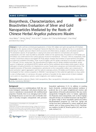 Biosynthesis Characterization And Bioactivities Evaluation Of Silver And Gold Nanoparticles