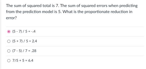 Solved The Sum Of Squared Total Is 7 The Sum Of Squared