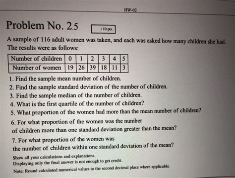 Solved HW Problem No Pts A Sample Of Adult Chegg Com