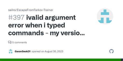 Ivalid Argument Error When I Typed Commands My Version Is 0130
