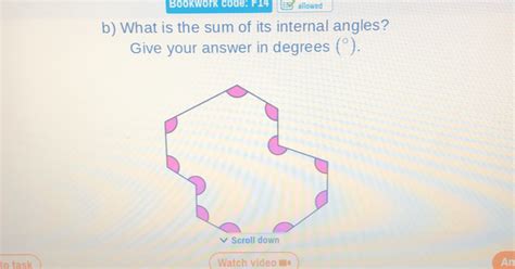 solved bo0kwork code f14 allowed b what is the sum of its internal