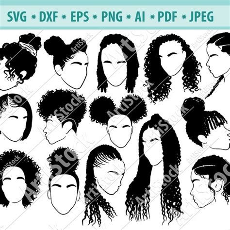 Afro Hairstyles Svg Black Woman Bundle Svg Hair Dreadlocks Etsy