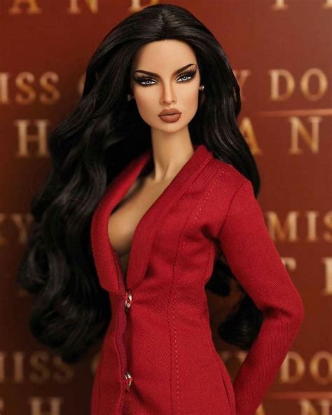 Black Barbie Doll In Red Dress With Long Black Hair