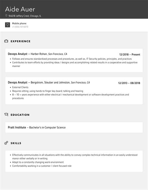 Devops Analyst Resume Samples Velvet Jobs