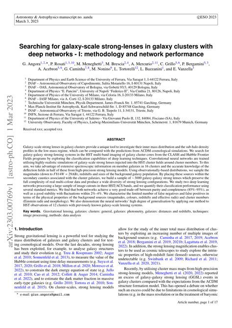 Pdf Searching For Galaxy Scale Strong Lenses In Galaxy Clusters With Deep Networks I