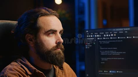 It Admin Thinking And Drinking Coffee While Working On Pc Early In The