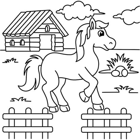 Desenho De Vetor De Desenho De Cavalo Engraçado Para Colorir Vetor