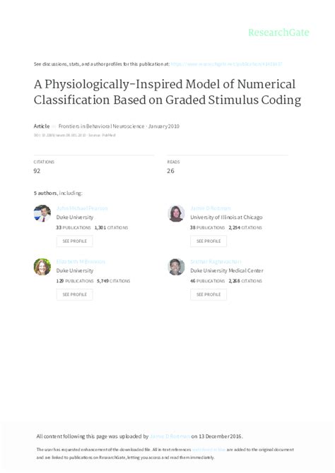 Pdf A Physiologically Inspired Model Of Numerical Classification Based On Graded Stimulus Coding