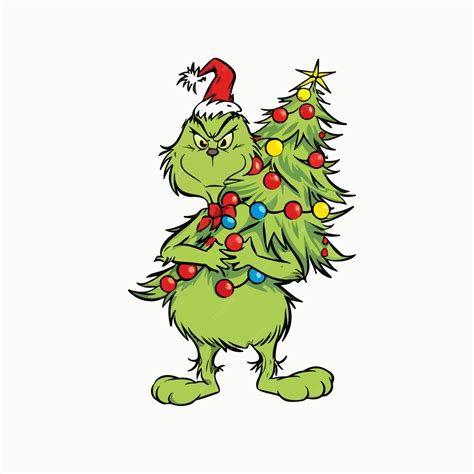 Un Dibujo Animado De Un Grinch Llevando Un árbol De Navidad Ai Generado