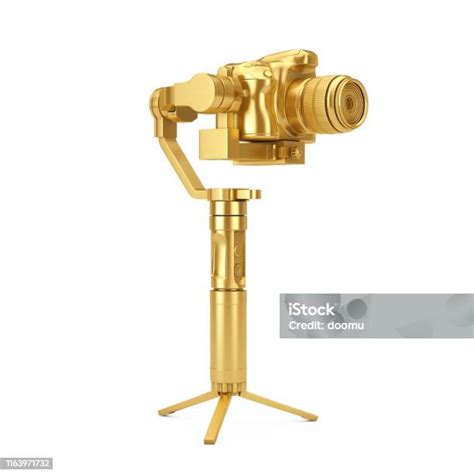 골든 Dslr 또는 비디오 카메라 짐벌 안정화 삼각대 시스템 3d 렌더링 교통수단에 대한 스톡 사진 및 기타 이미지 교통수단 금속 디지털 생성 이미지 Istock