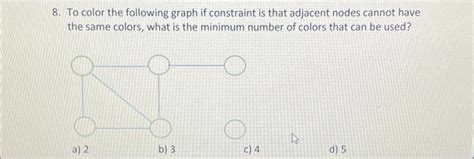 Solved To Color The Following Graph If Constraint Is That Chegg