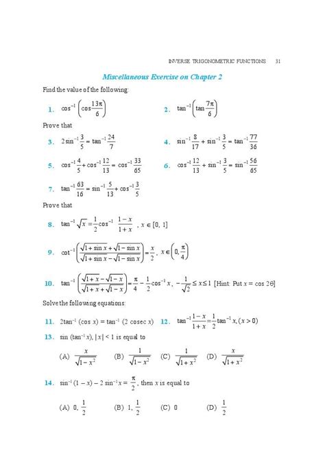 NCERT Book Class Maths Chapter Inverse Trigonometric Functions PDF AglaSem
