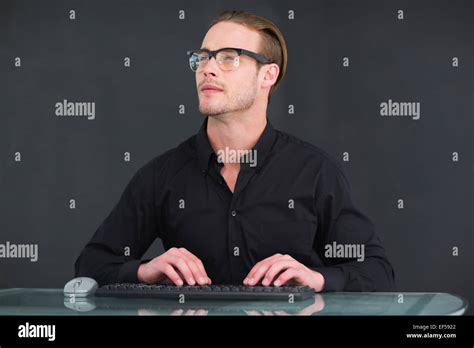 Nerd Typing On Keyboard Hi Res Stock Photography And Images Alamy