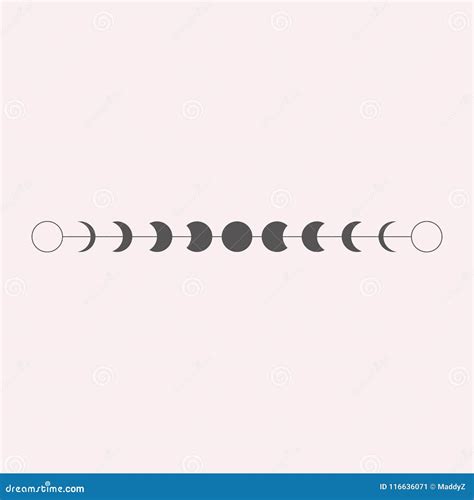 Fasi Lunari Icona Confine Illustrazione Di Vettore Nello Stile Di