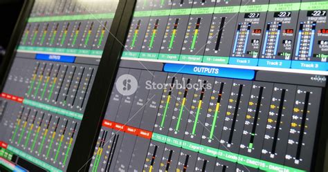 Side Shot Footage Of An Audio Mixer And Its Screen The Audio Output