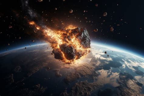 Moment Of A Giant Asteroid Impacting Earth Symbolizing The Immense Power And Potential