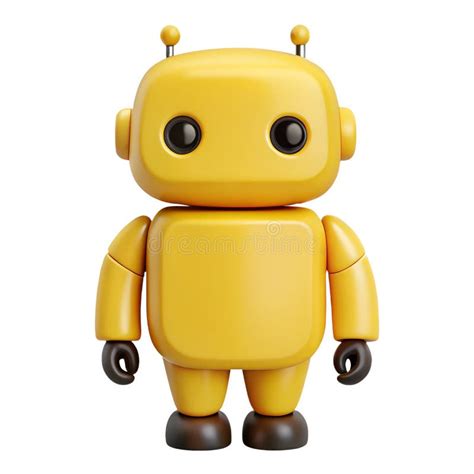 Yellow Robot Artificial Intelligence 3d Chat Bot Isolated On White