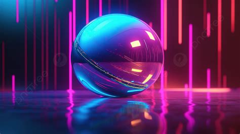 シンセウェーブとヴェイパーウェーブの美学の未来的なホログラフィック球体光沢のある 3d レンダリング 流体設計 流体勾配 体液背景画像