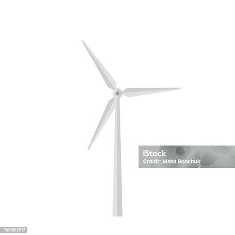 Wind Turbine Eco Station Wind Energy Concept Flat Style Vector