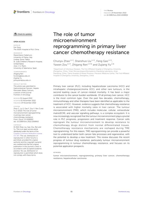 Pdf The Role Of Tumor Microenvironment Reprogramming In Primary Liver