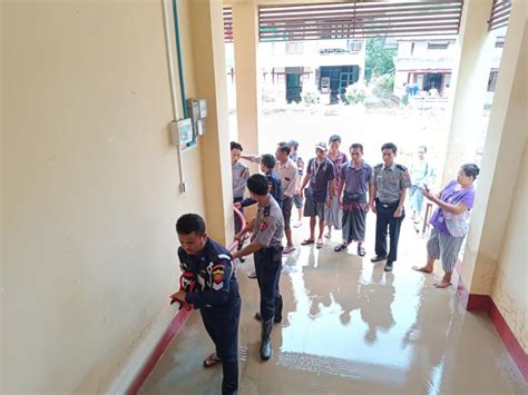 အ ထ က ကမမောင်း အခြေခံပညာအထက်တန်းကျောင်း၌ ရေများ ပြန်လည်ကျဆင်းသွားသဖြင့် စုပေါင်းသန့်ရှင်းရေး ပ