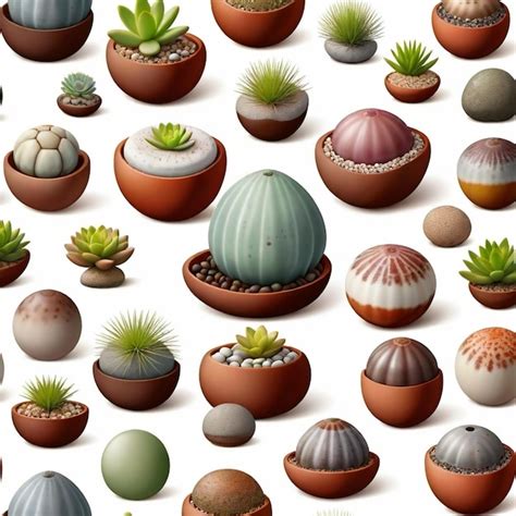 Lithops Vector Set White Background Isolated Premium Ai Generated Vector