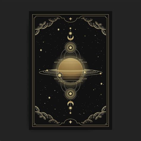 Premium Vector Cosmic Star Moon And Planets And Their Orbits