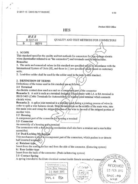Hes D3217 15 Quality And Test Method For Conectors Pdf