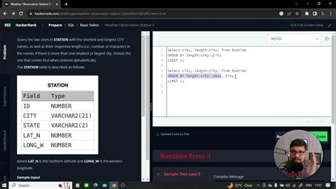 Weather Observation Station 5 Solution Solutions Of Hackerrank Sql Problems Part 10 Youtube