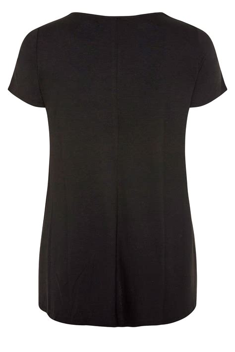 Plus Size Black V Neck Eyelet Top Yours Clothing