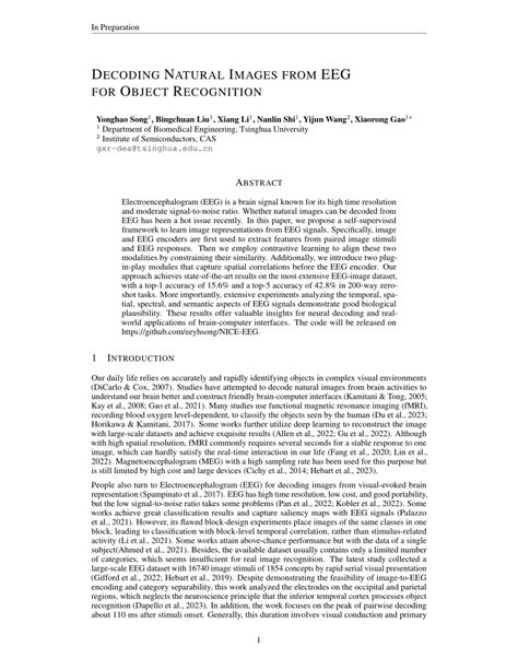 PDF Decoding Natural Images From EEG For Object Recognition
