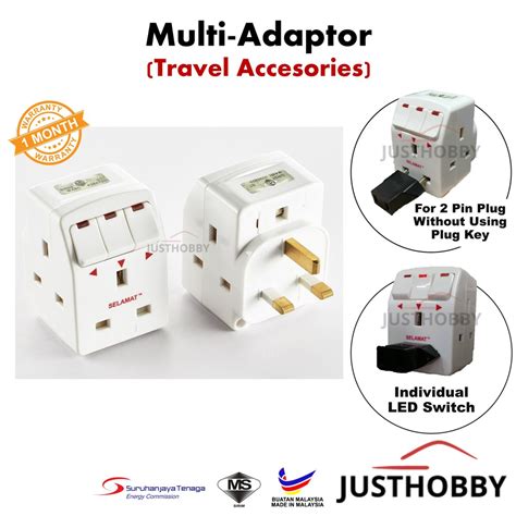 [sirim] 3 Way Adaptor Travel Accesories Multi Adaptor With Individual Led Switch Multi Plug 3