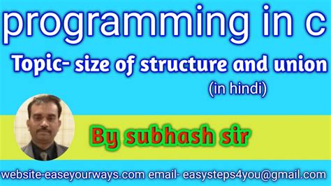 Size Of Structure And Union In C Language In Hindi Structure Padding