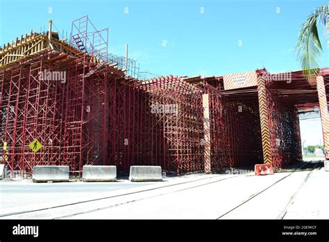 Construction Of A Scaffolding Structure To Support The Falsework Of A Vehicular Bridge During