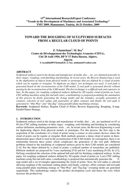 Pdf Toward The Roughing Of Sculptured Surfaces From A Regular Cloud