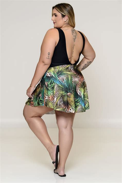 Maiô Plus Size Com Saída Acoplada Pantanal Vk Moda Plus Size