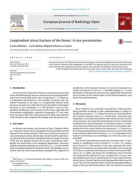 Pdf Longitudinal Stress Fracture Of The Femur A Rare Presentation