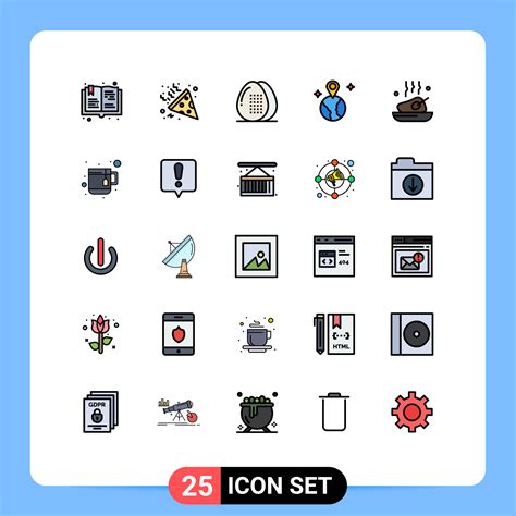 Set Of Modern UI Icons Symbols Signs For Food Chicken Drinks Location World Editable Vector