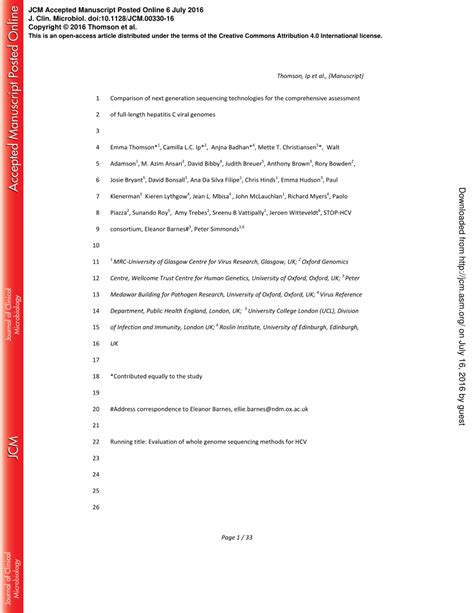 Pdf Comparison Of Next Generation Sequencing Technologies For The Comprehensive Assessment Of