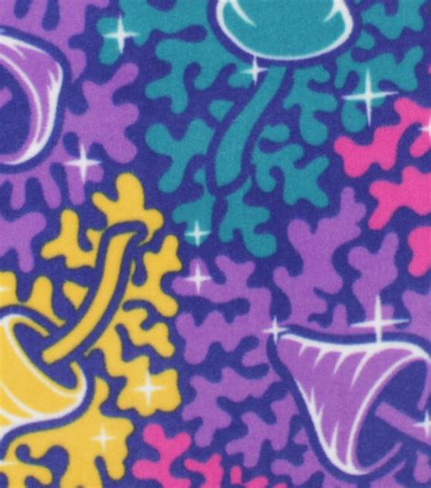 Purple Cool Mushrooms Anti Pill Plush Fleece Fabric Joann