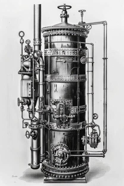 Black And White Steam Engine Drawing Premium Ai Generated Image