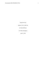 Module 2 SLP 2 CMG 302 Docx Running Head NEGOTIATION STYLE 1