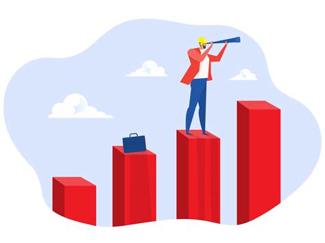 Business Prediction With Telescope Step On Rise Up Graph To Top Of A