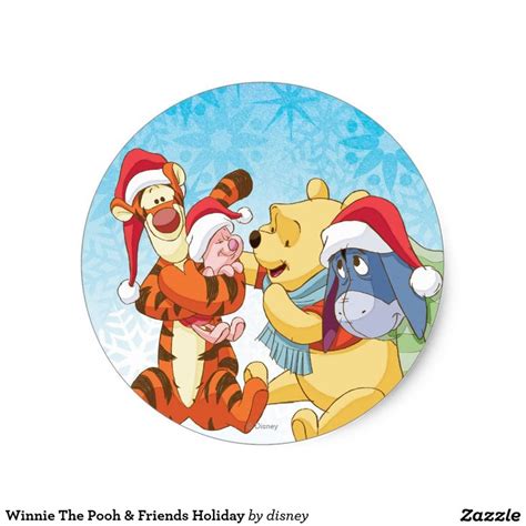 Winnie The Pooh And Friends Holiday Classic Round Sticker Zazzle