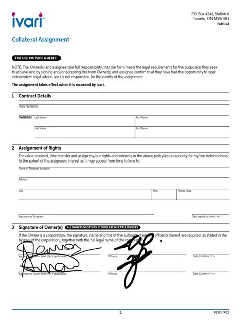 Collateral Assignemet Arora Pdf Assignment Law Justice