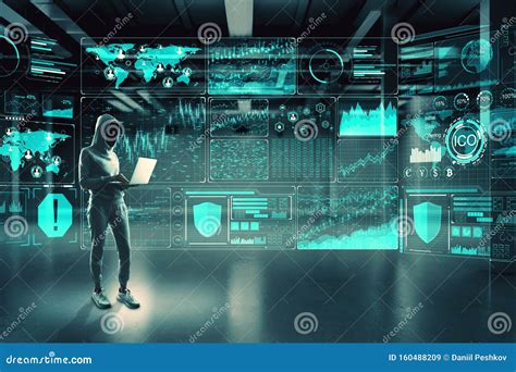 Hacker Using Interface Stock Illustration Illustration Of Hand 160488209