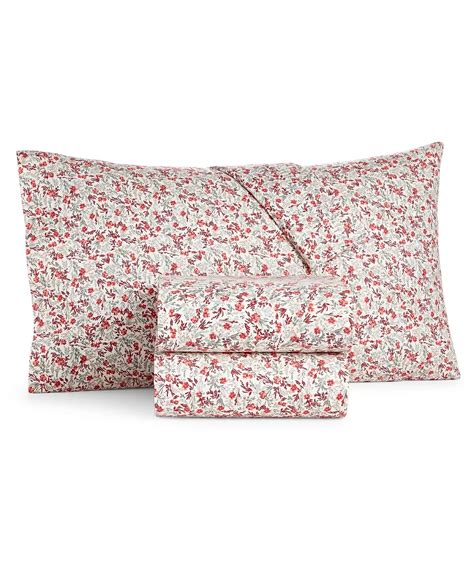Martha Stewart Collection Printed Cotton Flannel 4 Pc King Sheet Set